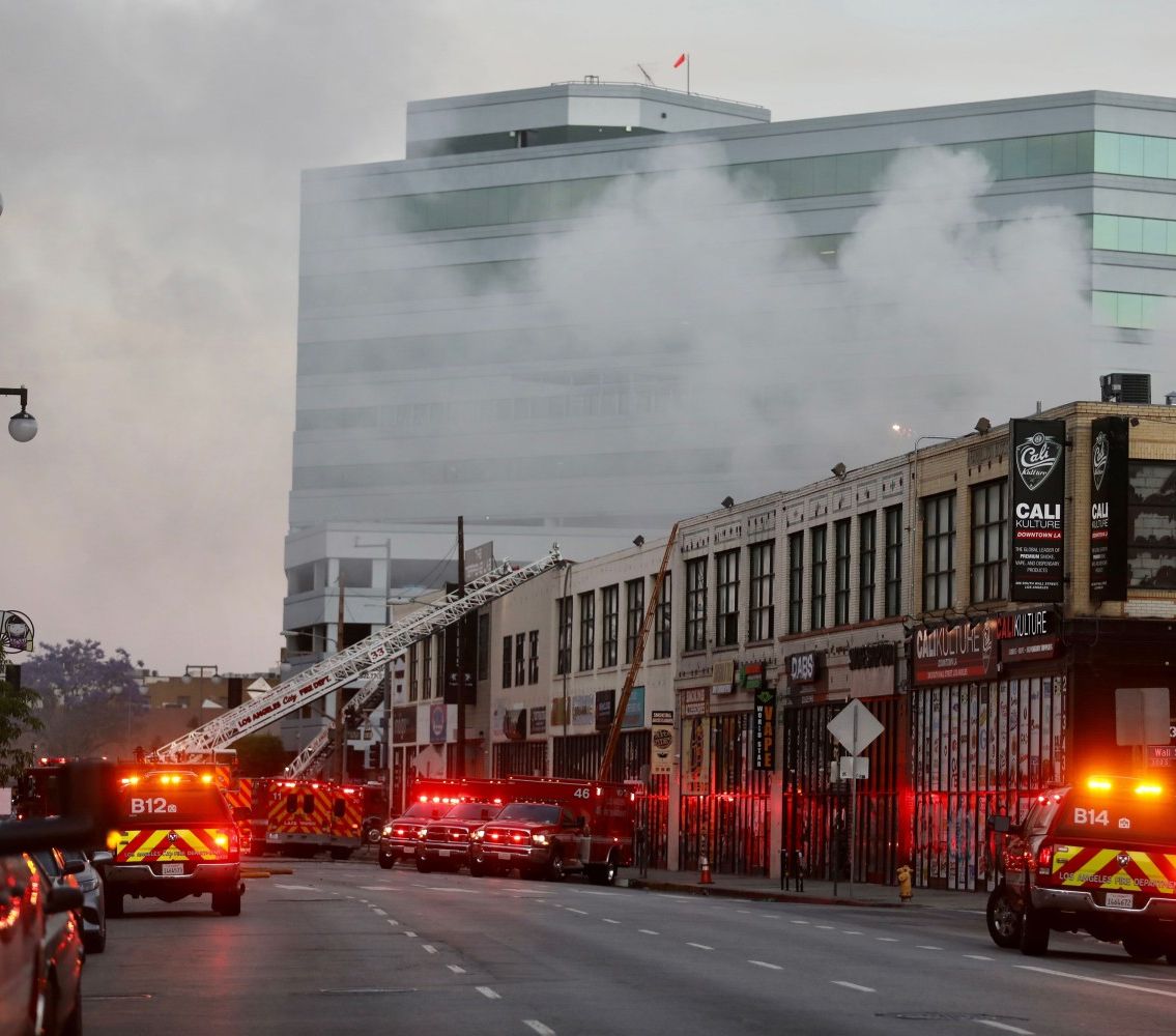 LA fire and police investigators work to determine cause of blast that ...