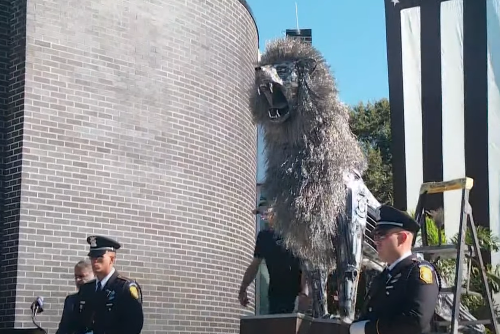 Wrecked patrol car transformed into sculpture honoring fallen LEO