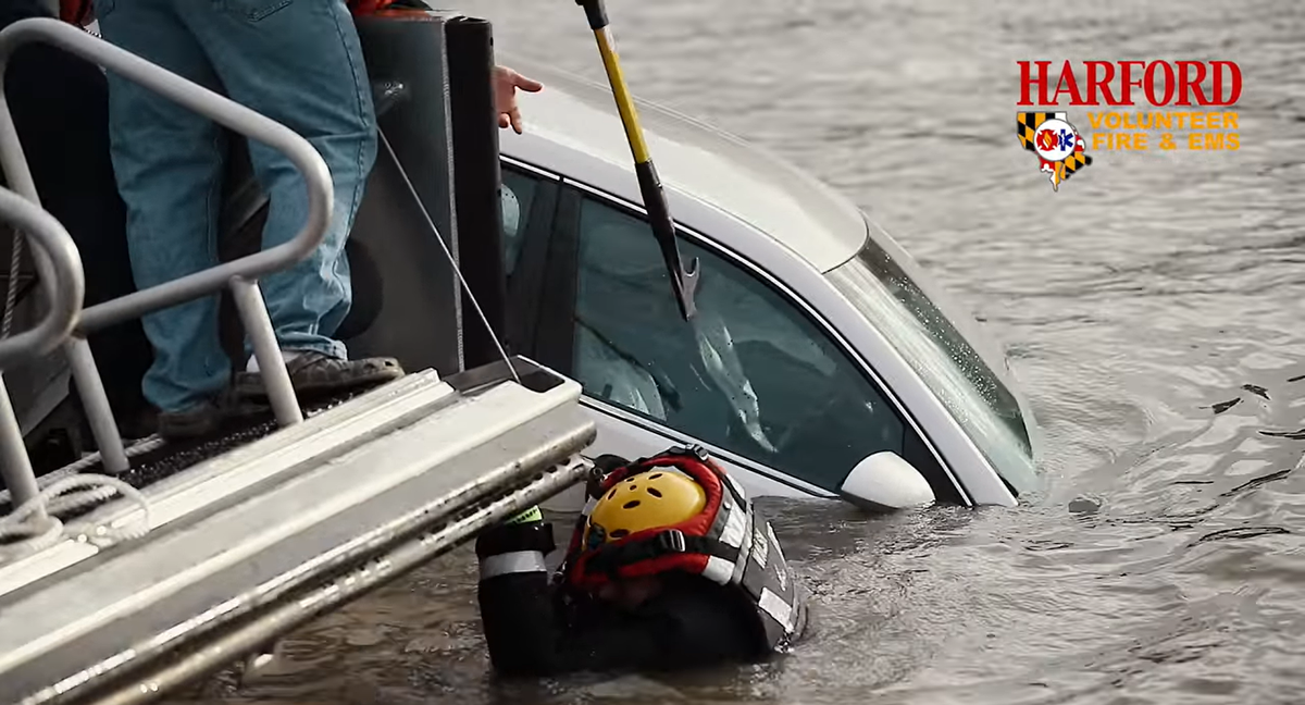 Watch: Md. water rescue team saves driver from sinking car during ...