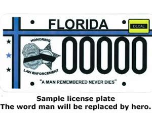 Fla. police unveil license plates to honor fallen officers